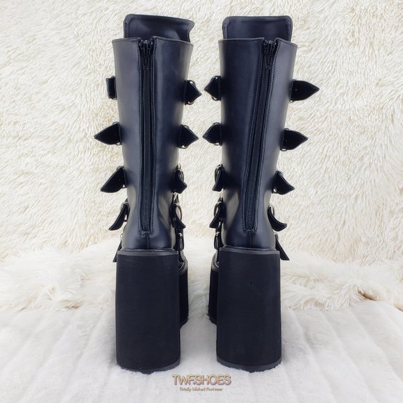 Demonia | Shoes | Black Goth Rave Boots Heart Plate Straps | Poshmark